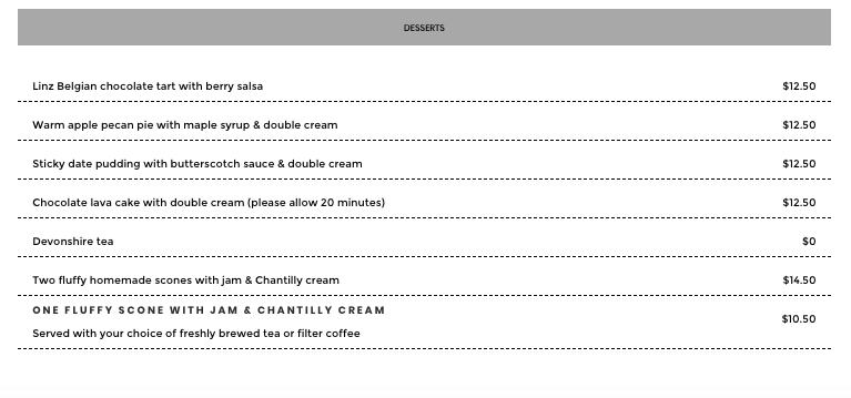 Menu at PJ's Restaurant, Sherbrooke