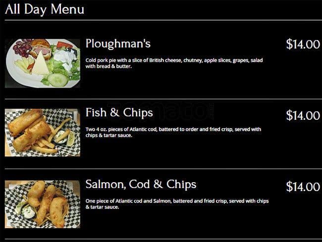 Menu at Three Lions Pub, Redmond, 161st Avenue Northeast