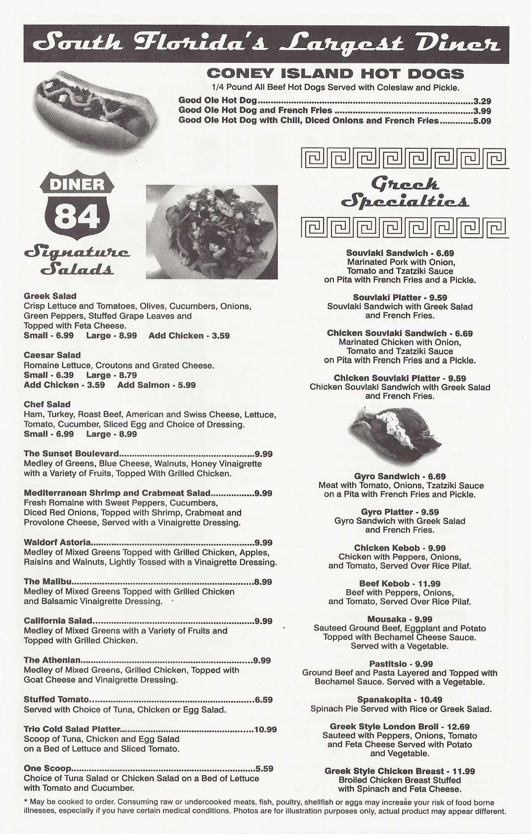 Menu at 84 Diner and Grille restaurant, Davie