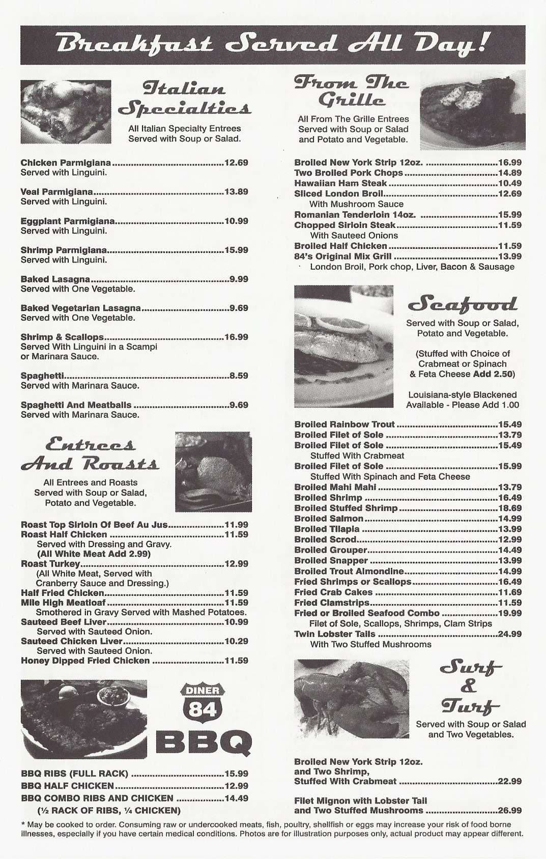 Menu at 84 Diner and Grille restaurant, Davie