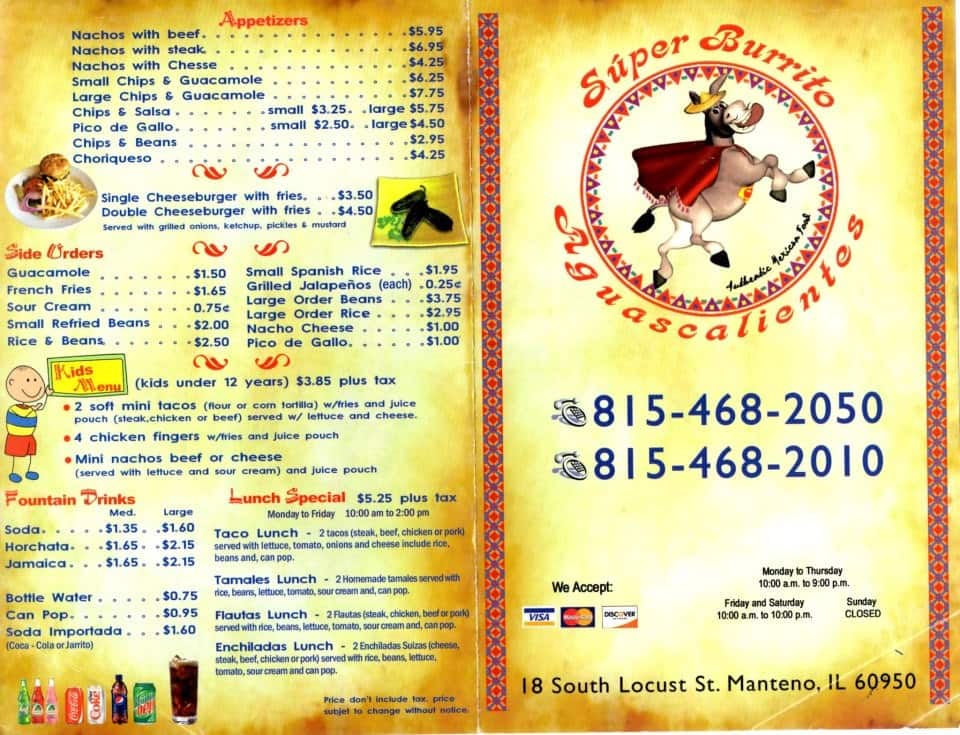 Super Burrito Aguascalientes Menu - Urbanspoon/Zomato