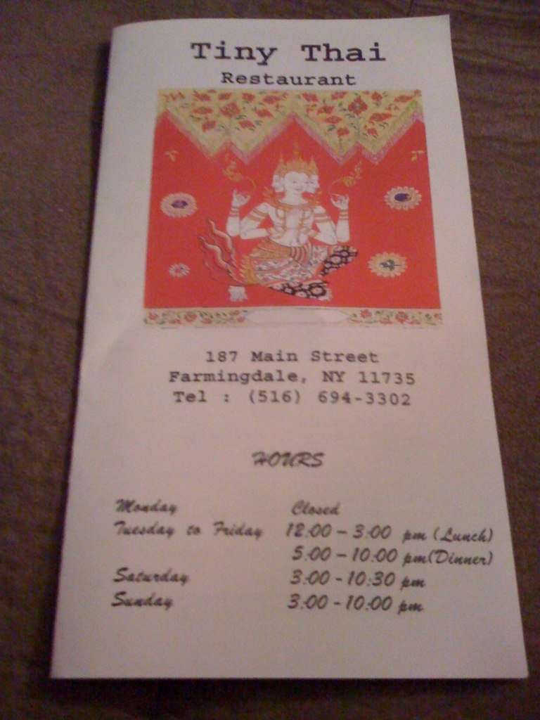Tiny Thai Menu, Menu for Tiny Thai, Farmingdale, Long Island ...