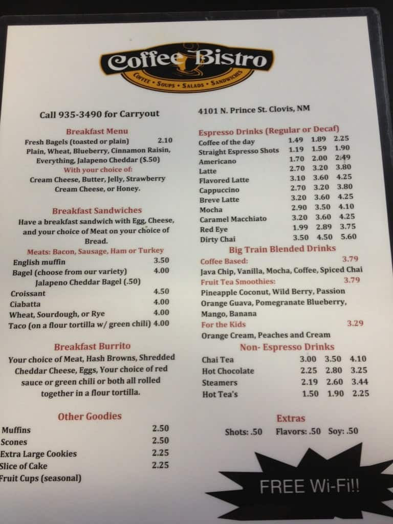 Coffee Bistro Menu, Menu for Coffee Bistro, Clovis, Clovis - Urbanspoon ...