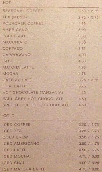 Menu at Pennylane Coffee cafe, West New York