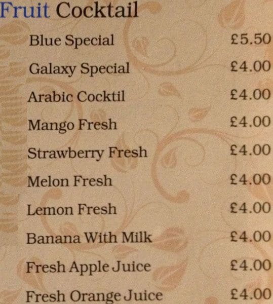 Menu at Blue Cafe Manchester, Manchester, 312 Wilmslow Rd