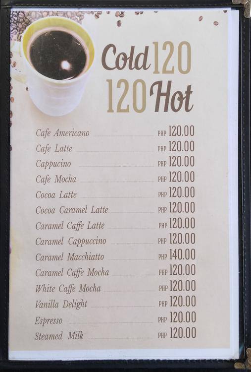 Menu at Coreon Gate cafe, Pasig
