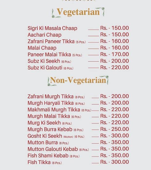Menu of Firdos, Sector 81, Faridabad