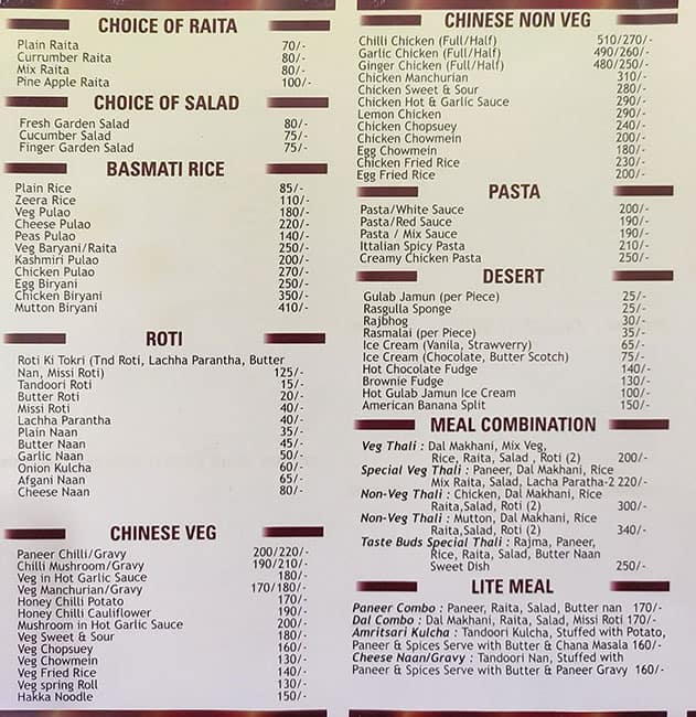 Taste Buds Menu Woodpecker Full Menu Online