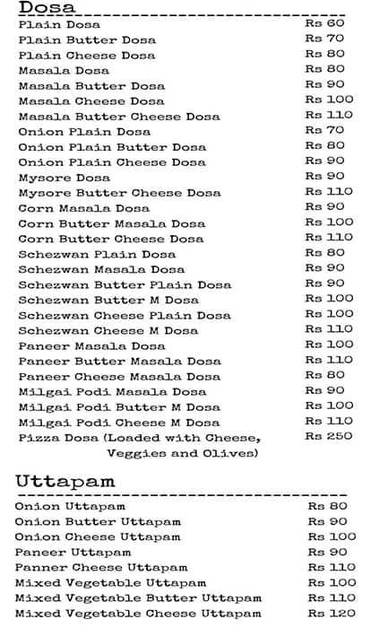 Menu at SWAD SADAN, Kolkata