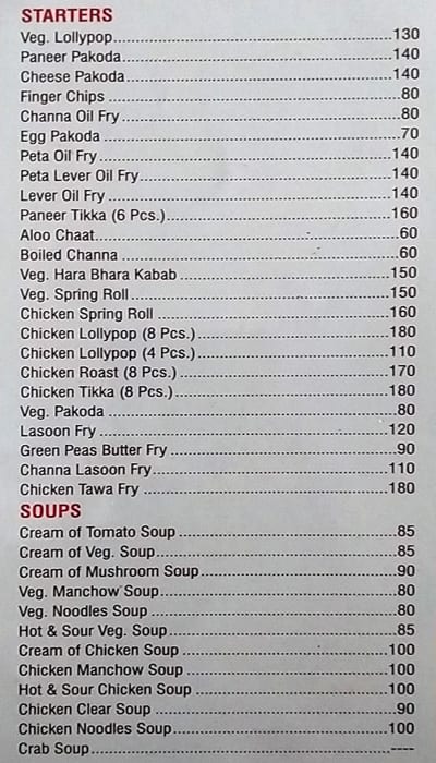 Menu of Hotel Shanti, Turbhe, Navi Mumbai