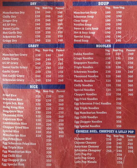 Menu at Sagar Chinese, Mumbai, Opp Sukhmani Society