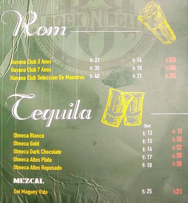 Menu at Rock N Rolla, Istanbul, Bekar Sk. No 18