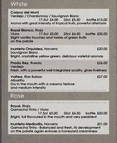 Menu at Jamon Jamon Islington restaurant, London, 88 Upper St