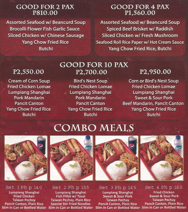 Menu at Kowloon House - Quiapo restaurant, Manila