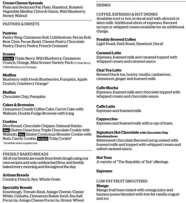 Menu at Panera Bread cafe, Austin, Lakeline Mall Dr Bldg J