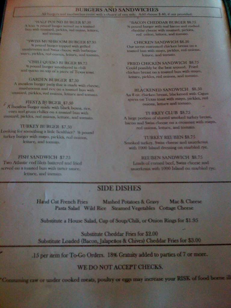 Menu at Brook Restaurant, Tulsa