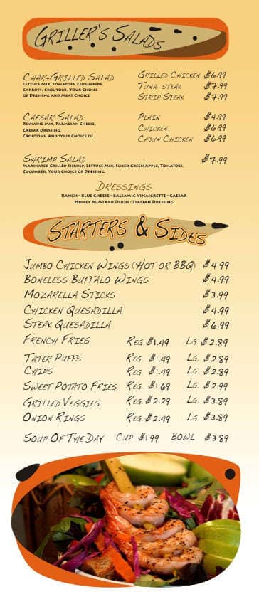 Menu at Griller's Restaurant, Whiting