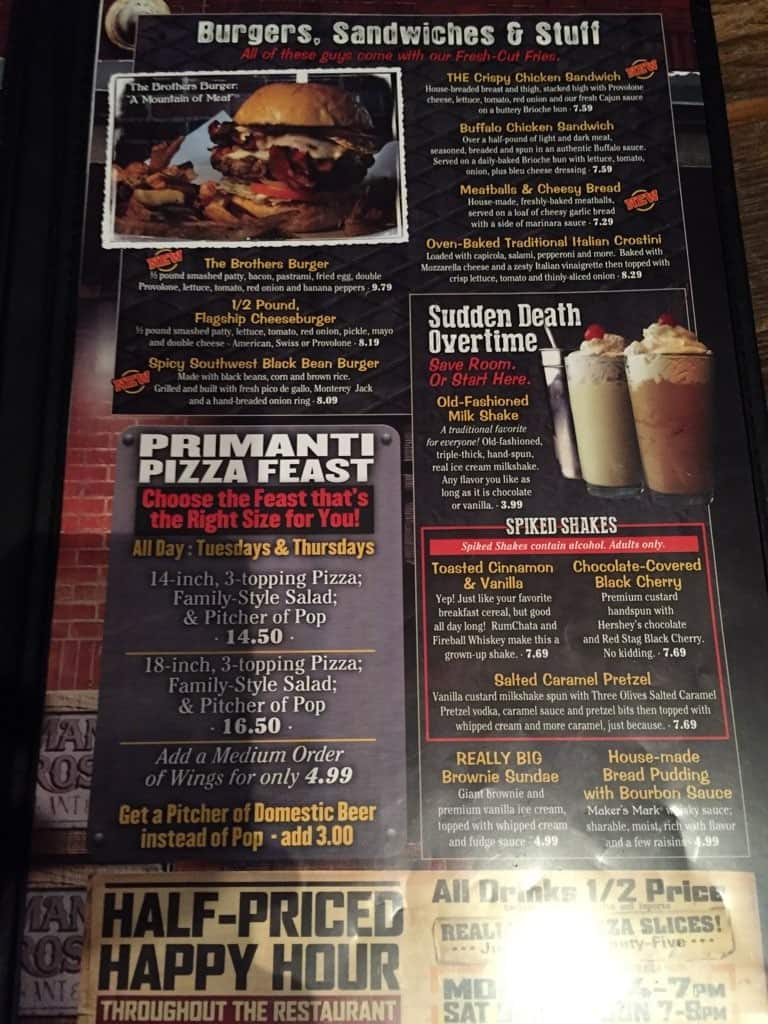 Menu at Primanti Bros. Restaurant and Bar Wheeling, Triadelphia, 255 ...