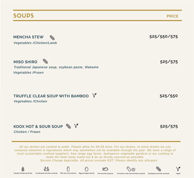 Menu at Koox, Chennai