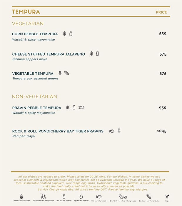 Menu at Koox, Chennai