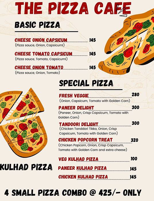 Menu of The Pizza Cafe, Parade, Kanpur