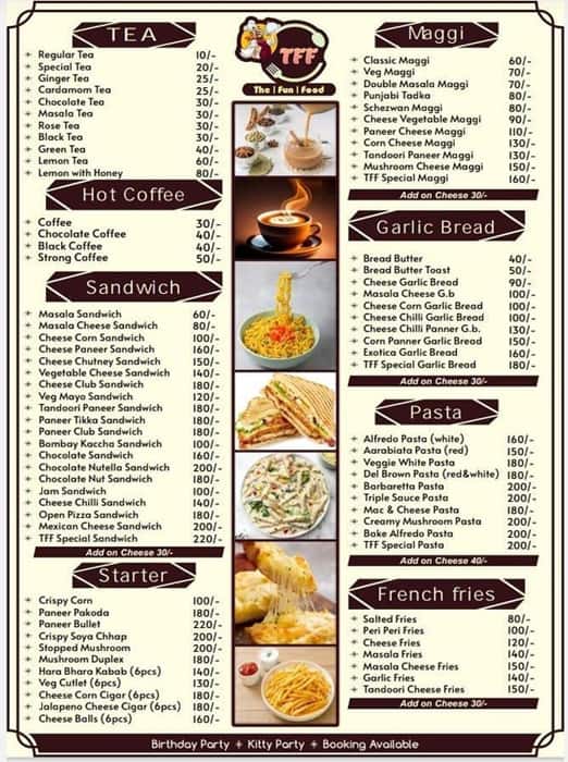 Menu of The Fun Food, Vijay Nagar, Indore