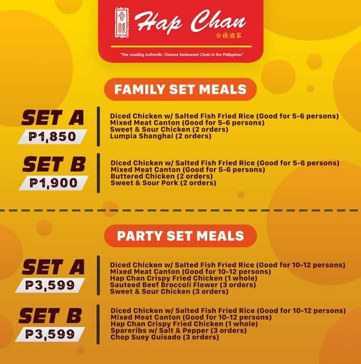 Menu at Hap Chan restaurant, Quezon City, Ali Mall