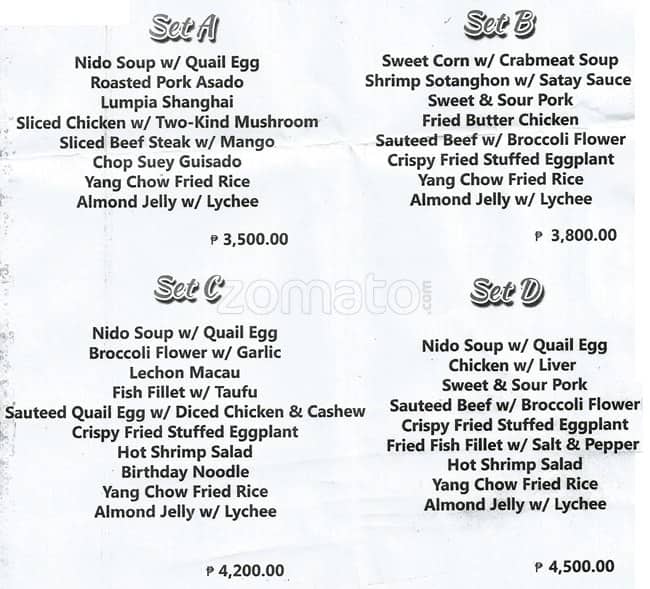 Menu at Hap Chan restaurant, Manila, 1004 City of Manila