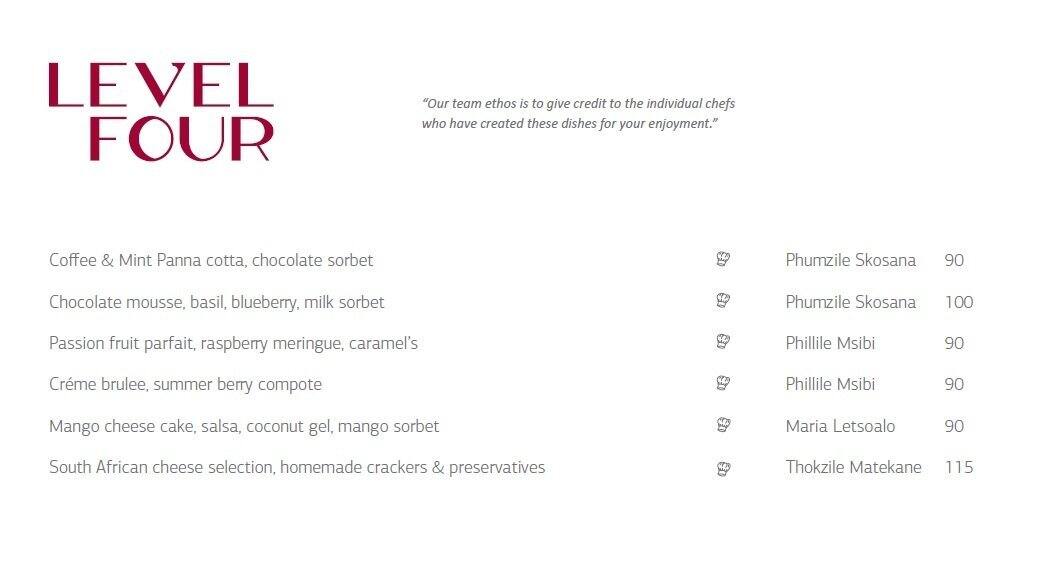 Level Four - 54 on Bath Hotel Menu - Zomato SA