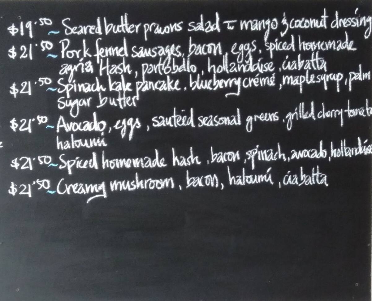 Menu at Standing Room Espresso cafe, Auckland, 201 Hinemoa St