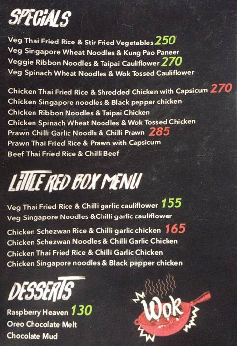 Menu at The Redbox, Chennai, 45/2