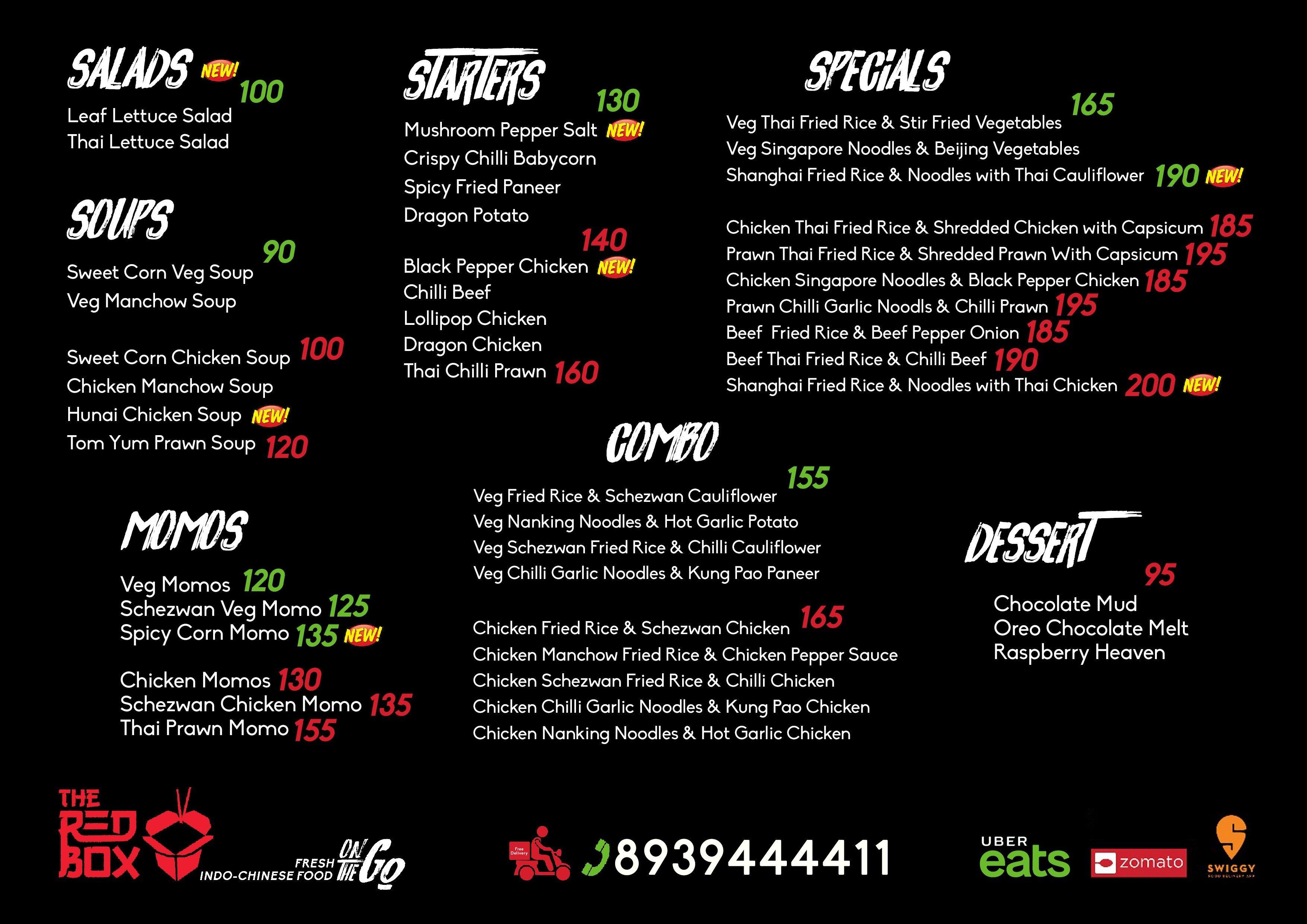 Menu at The Red Box, Chennai, Old 2