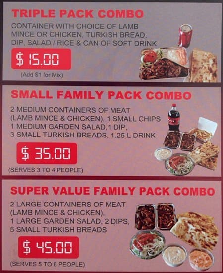 Menu at Hoppers Kebab fast food, Hoppers Crossing