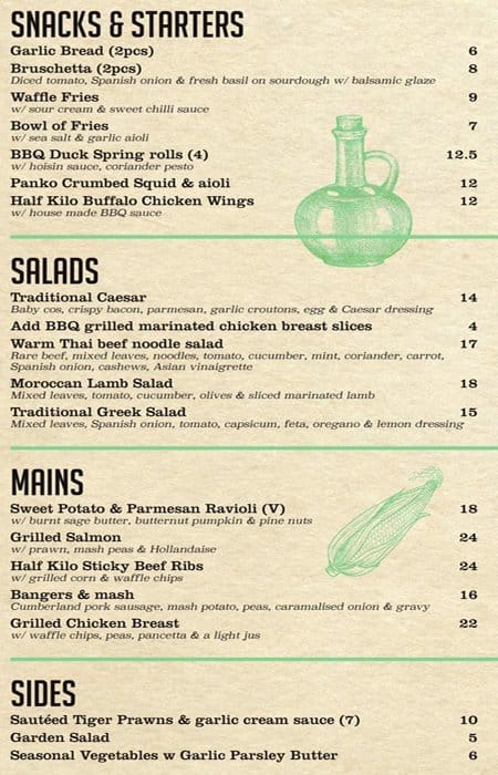 Menu at General Gordon Hotel pub & bar, Sydenham