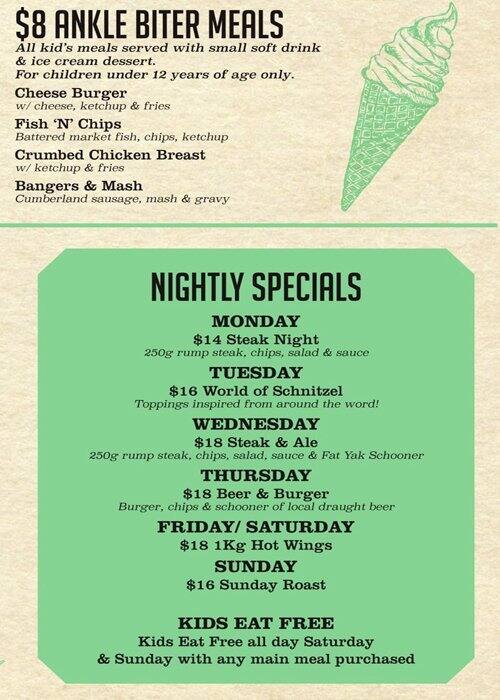 Menu at General Gordon Hotel pub & bar, Sydenham