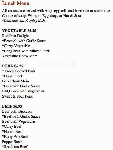 Menu at Pao's Mandarin House restaurant, Lakeway