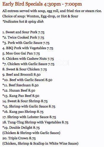 Menu at Pao's Mandarin House restaurant, Lakeway