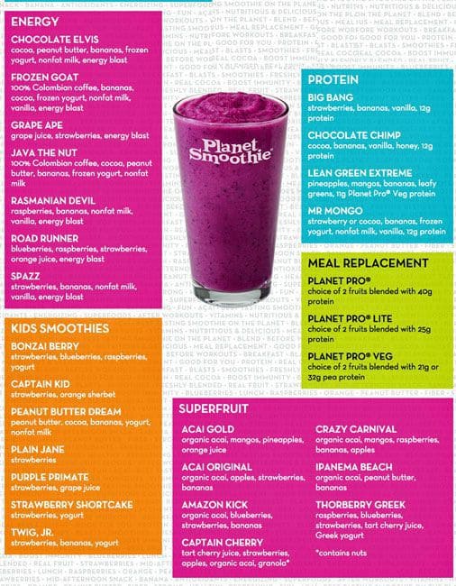 Menu at Planet Smoothie pub & bar, Doylestown