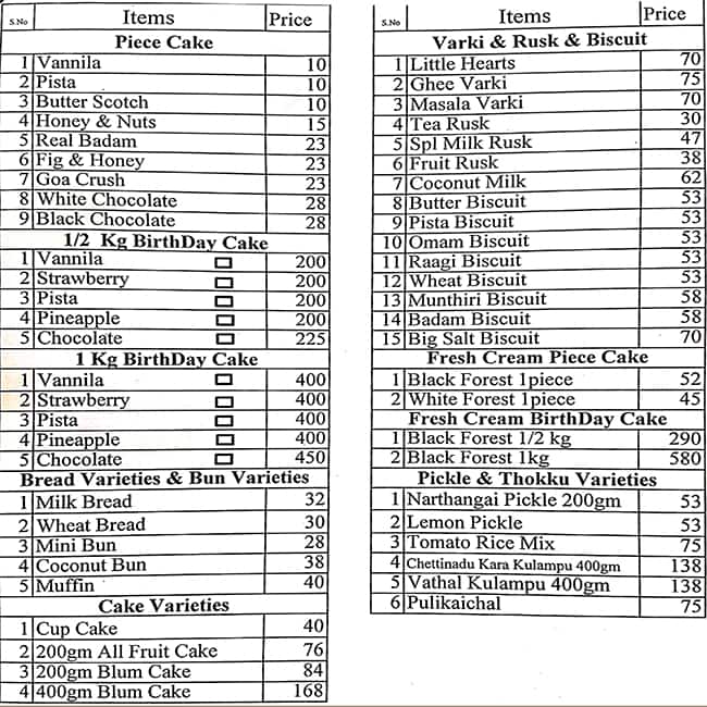 Menu at Lakshmi Sweets, Salem, M48V+P92