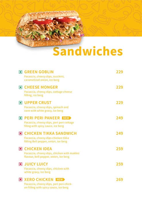 Menu at Xero Degrees, Faridabad, SCF 39