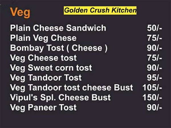 Menu of Golden Crush Kitchen, Pimpri, Pune
