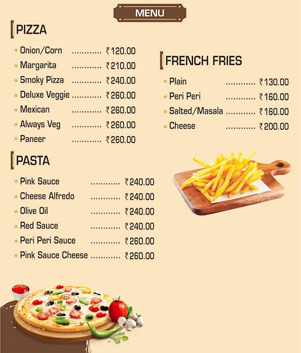 Menu of T Talk Cafe, Vesu, Surat