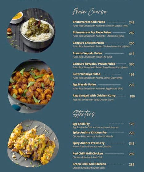 Menu of Coastal Andhra Pulao, Indiranagar, Bangalore