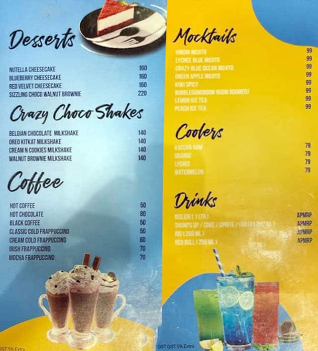Menu of Crazy Cheesy, Lonavala, Pune
