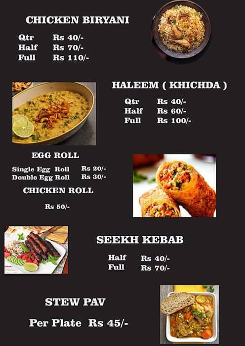 Menu of The Arabian Nights Cuisine, Chowk, Lucknow