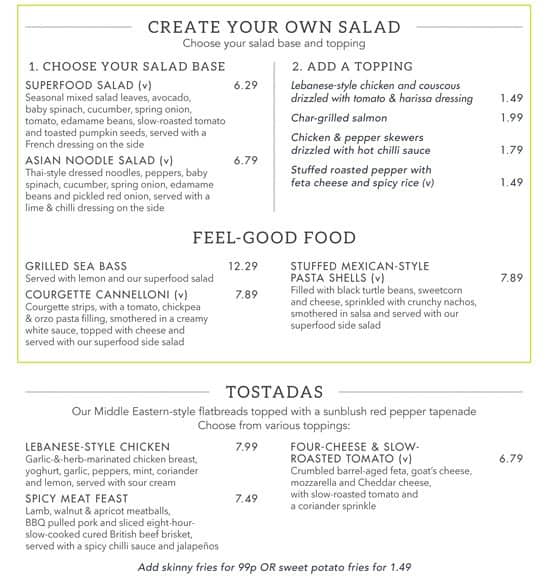 Menu at Slug And Lettuce restaurant, London, 22–28 High Street