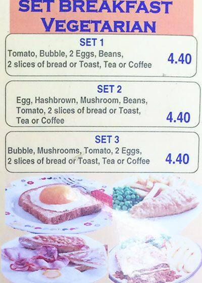 Menu at White Rose cafe, London