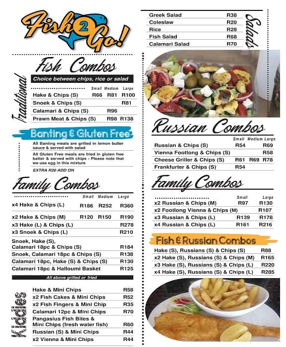 Menu at Fish2Go! restaurant, Centurion