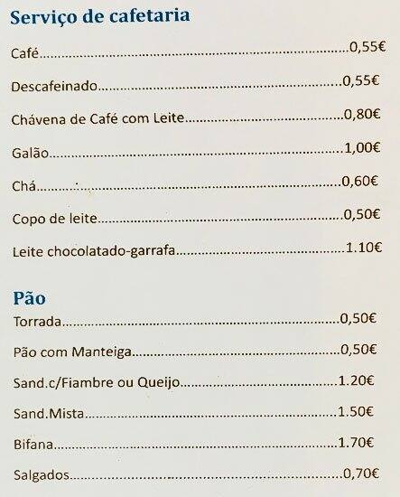 Menu at Malos cafe, Amadora