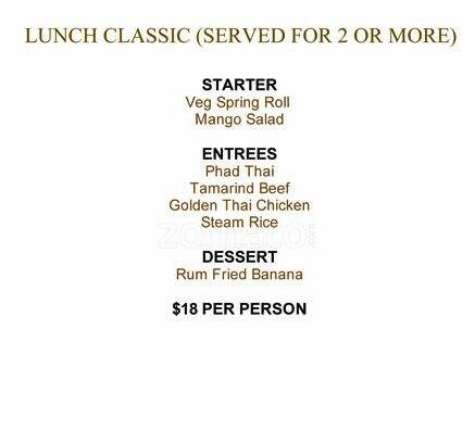 Menu at Golden Thai Restaurant, Toronto